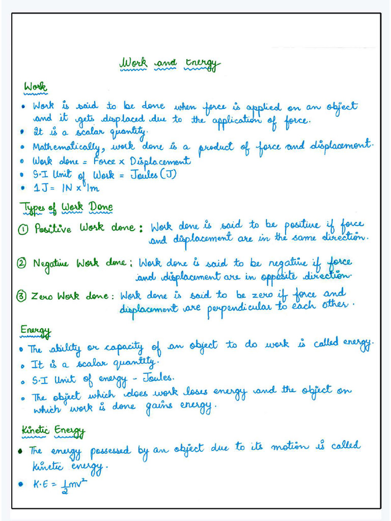 Work & Energy - Handwritten Notes | PDF