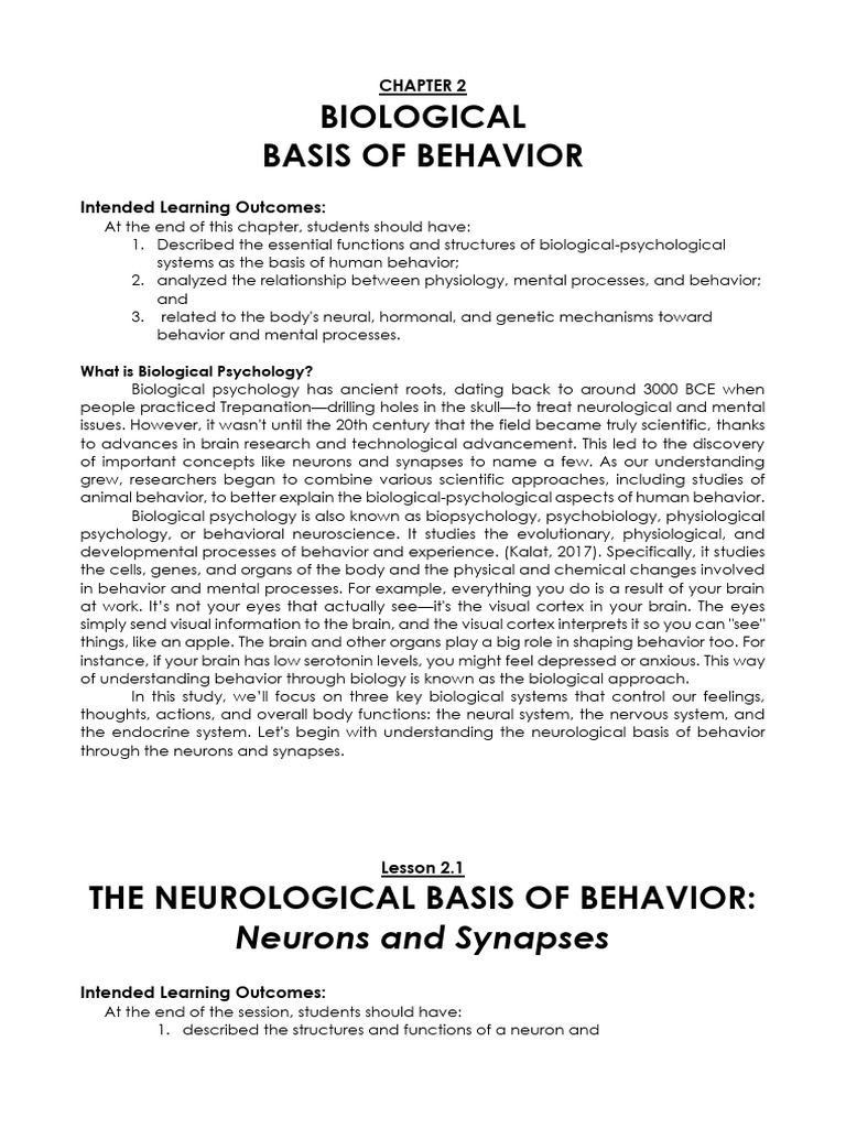 LESSON 2.1.1 - The Neurological Basis of Behavior - The Neuron | PDF | Action Potential | Neuron