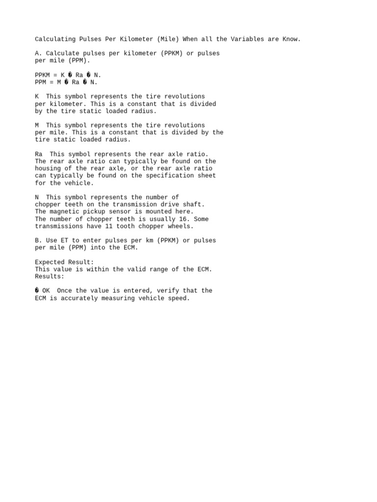 Cat ET Calculating Pulses Per Kilometer (Mile) | PDF