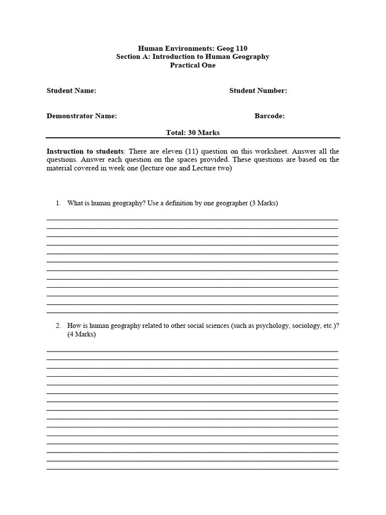 Tutorial 2 - Human Geography | PDF | Geography | Science