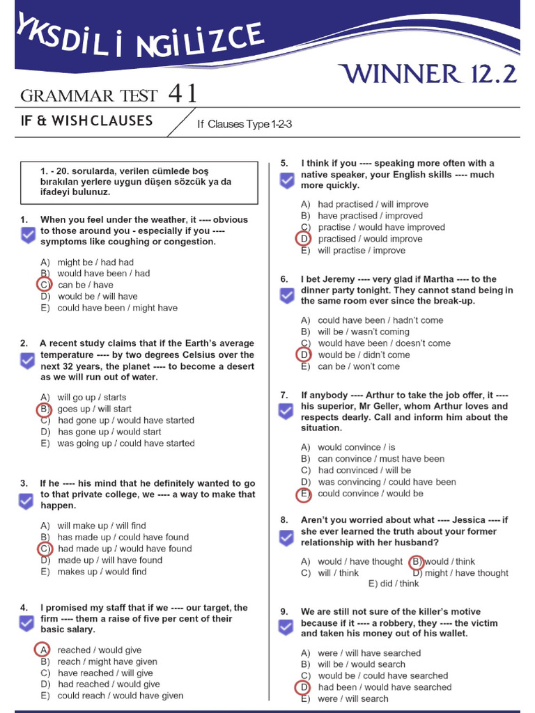 Key Grammar Test | PDF