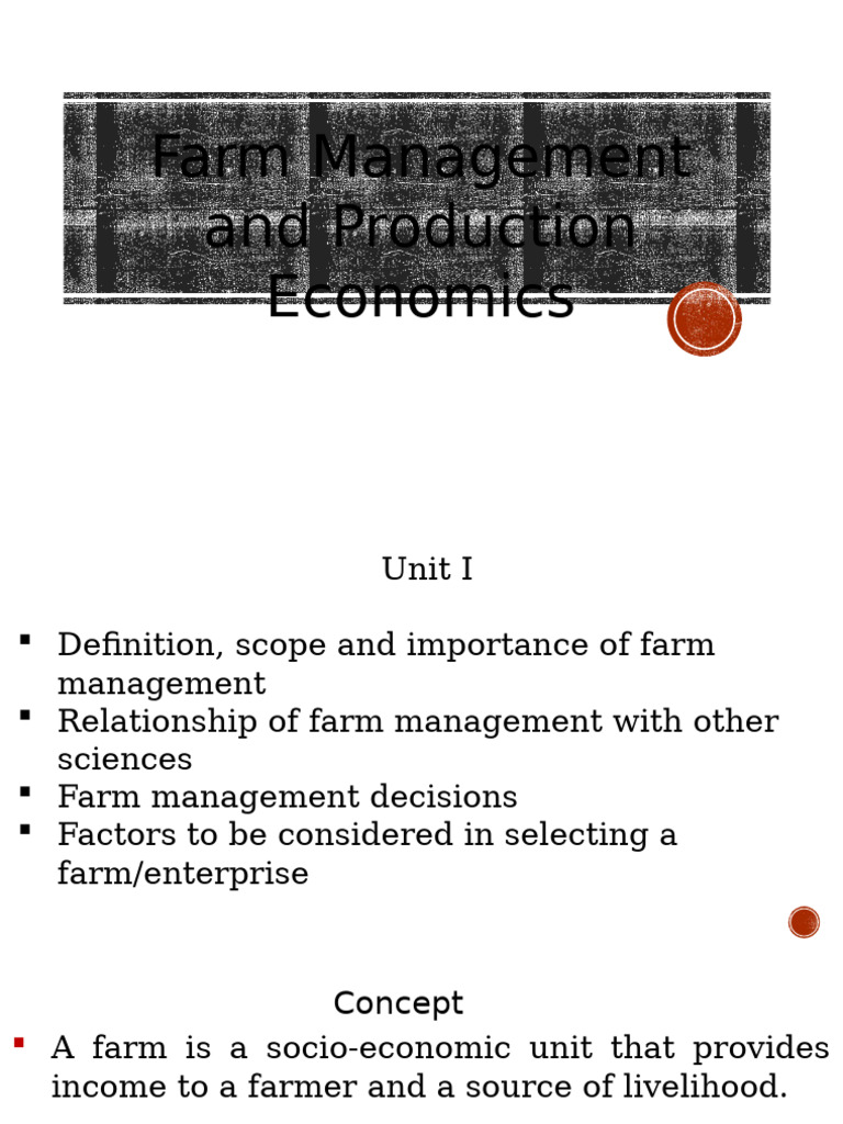 Farm Management: Key Concepts & Decisions | PDF | Production Function ...