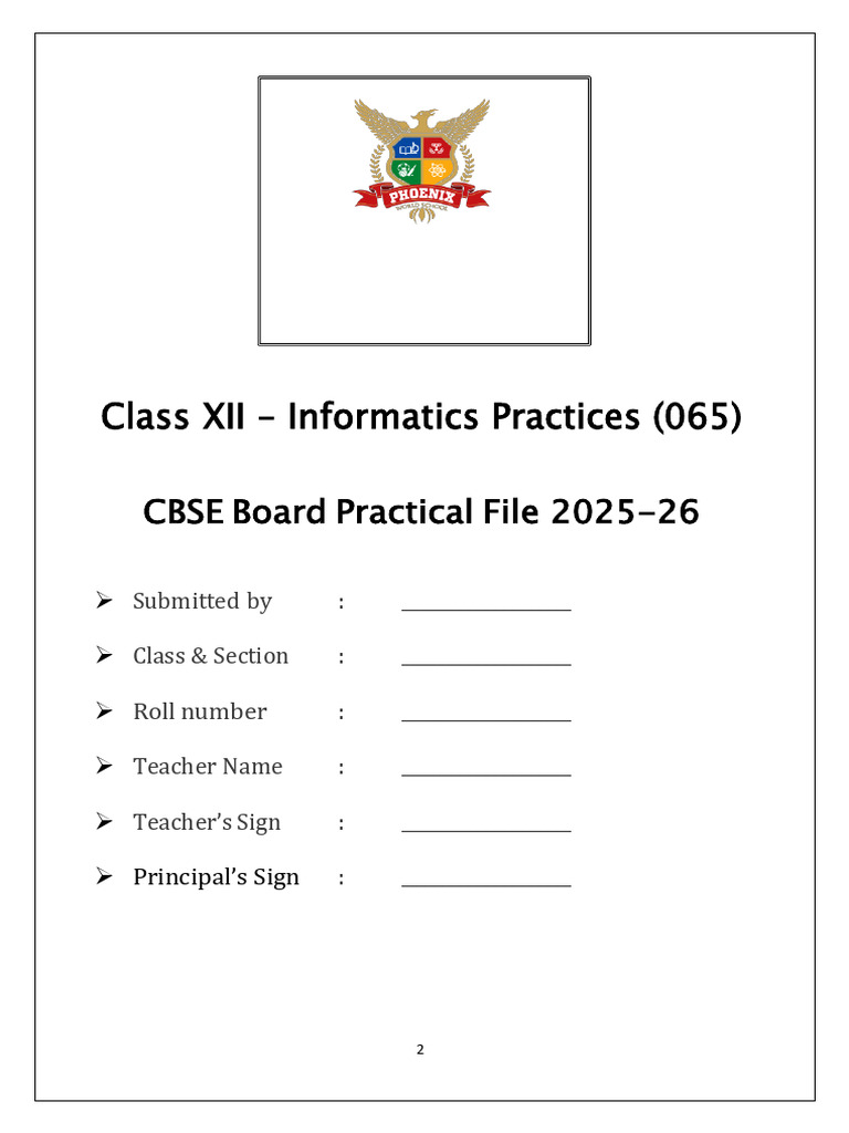 Class 12 Ip Practical Programs2025-2026 | PDF | Sql | Computer Programming