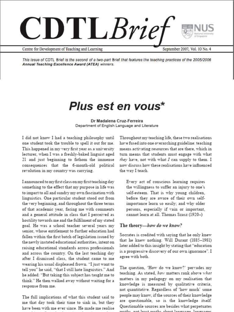 Plus_est_en_vous_My_teaching_philosophy | PDF | Knowledge | Learning