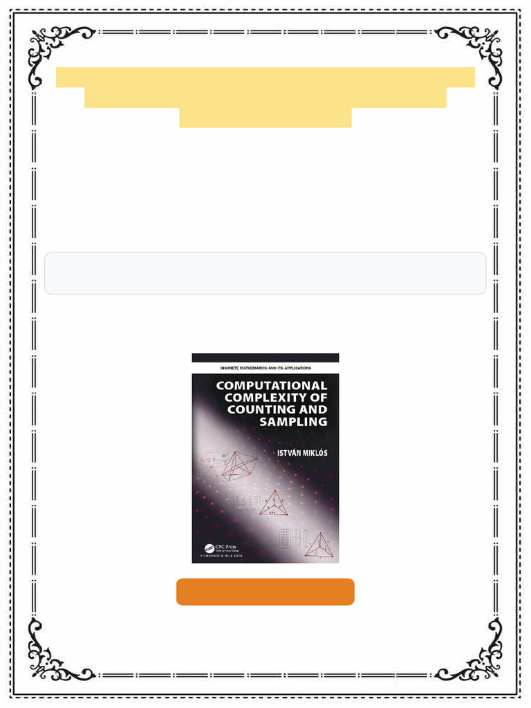 Computational Complexity of Counting and Sampling Discrete Mathematics and Its Applications 1st ...