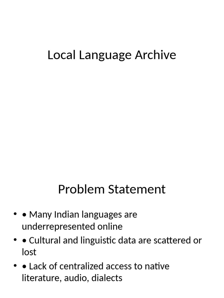 Local Language Archive Presentation | PDF