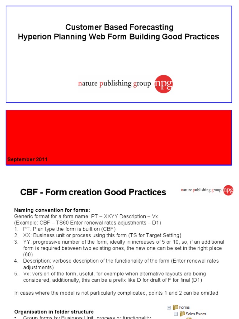 Customer Based Forecasting Hyperion Planning Web Form Building Good Practices | PDF | Areas Of ...
