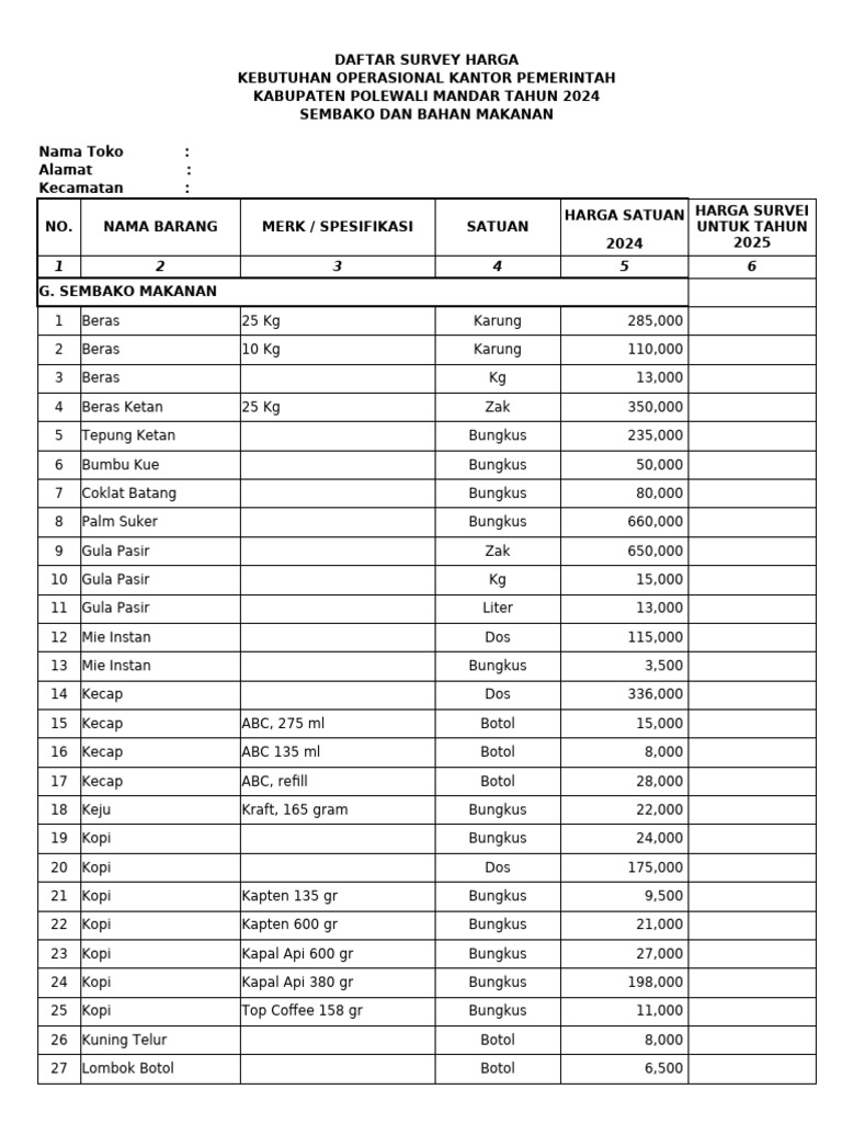 4. Sembako Dan Bahan Makanan | PDF