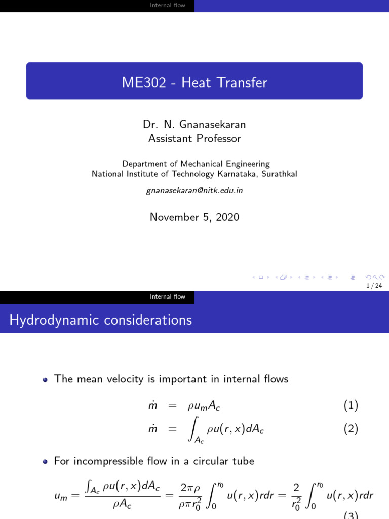 Internal Flow | PDF | Thermal Conduction | Heat Transfer