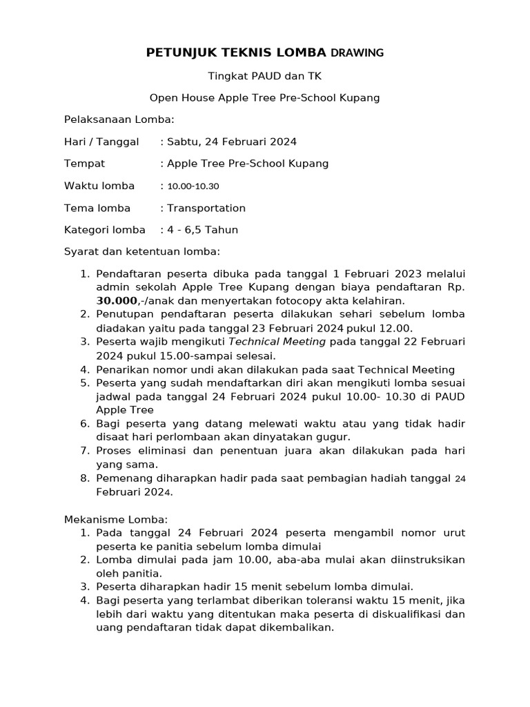 PETUNJUK TEKNIS LOMBA DRAWING Gywnyenbytehj | PDF