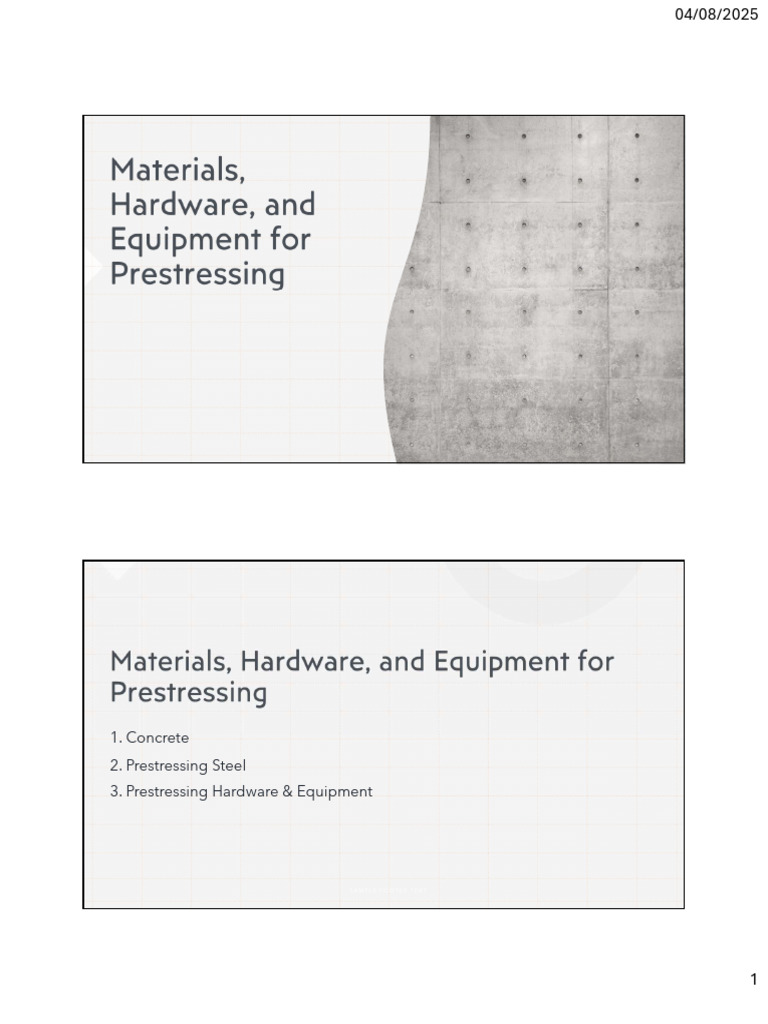 CM 3 - Materials, Hardware and Equipment For Prestressing | PDF | Young ...