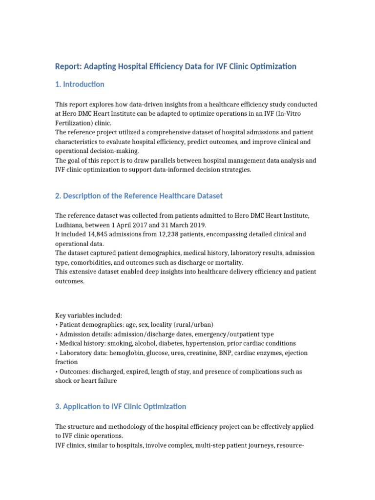 IVF Clinic Optimization Using Hospital Data | PDF | In Vitro ...