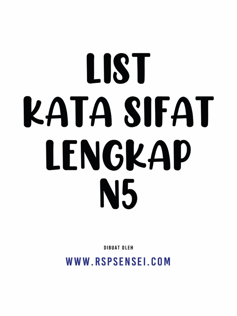 Kata Sifat n5 Jpn | PDF