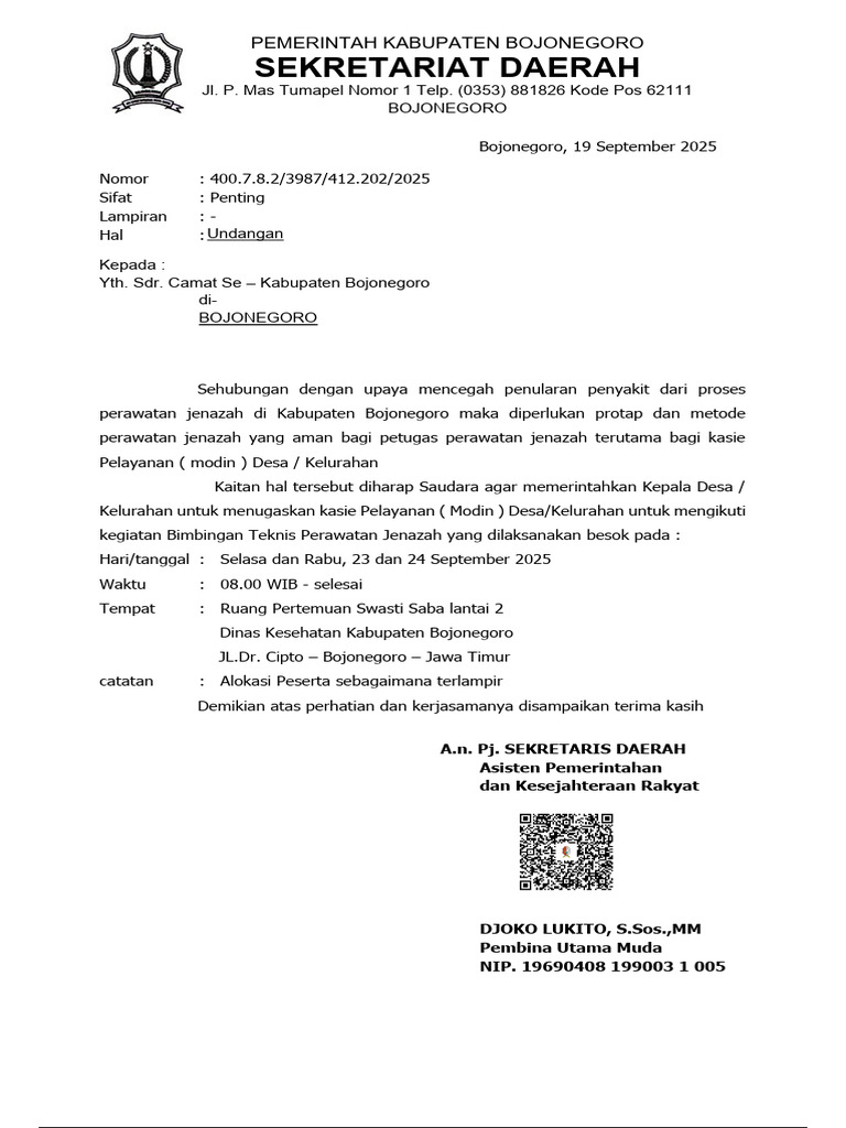 Undangan Pertemuan Modin Tahun 2025 | PDF