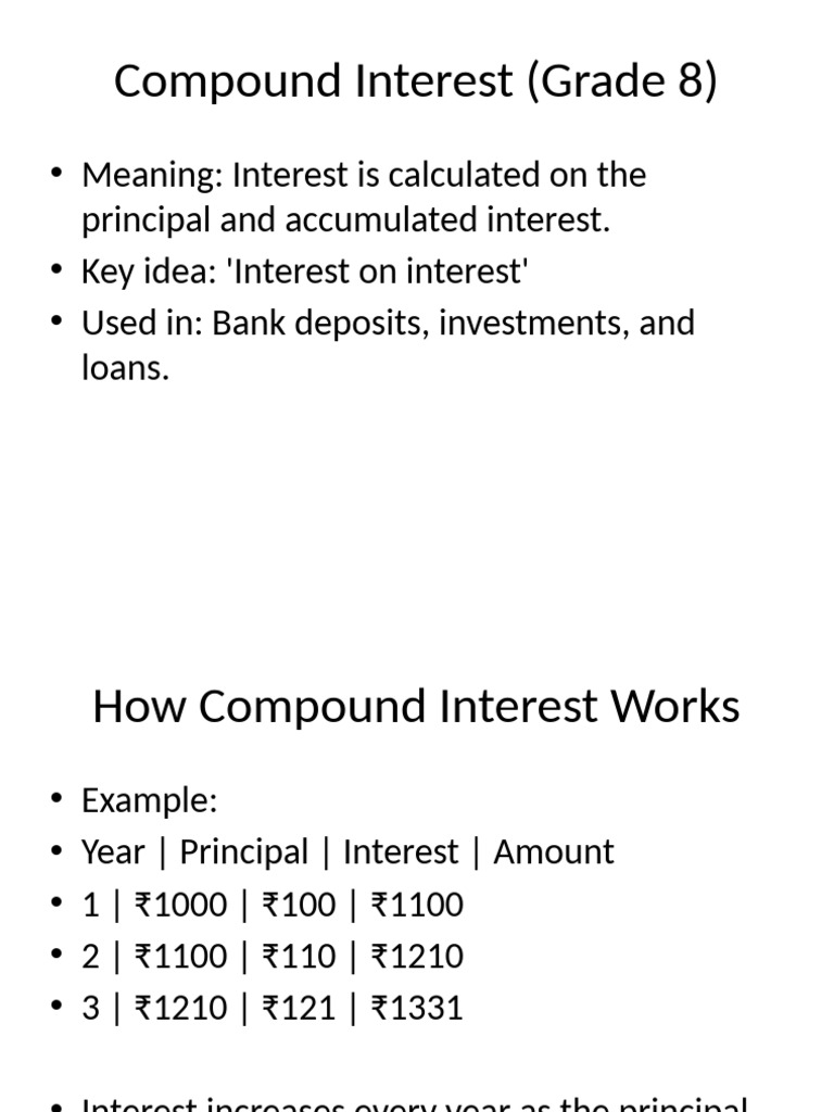 Compound Interest Grade8 Teaching | PDF