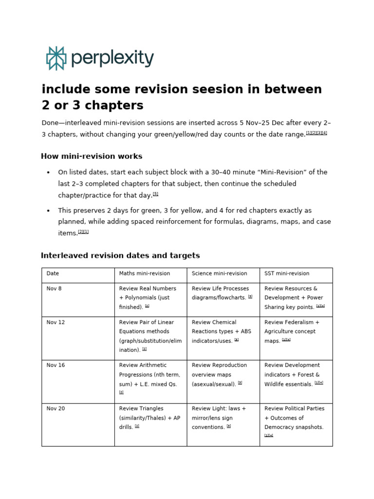Interleaved Mini-Revision Plan for Exams | PDF | Area | Trigonometry