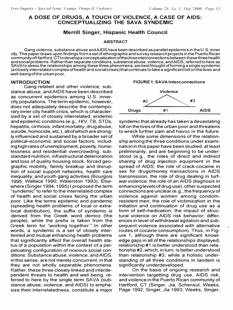 SAVA Syndemic: Drugs, Violence, AIDS | PDF | Violence | Substance Abuse