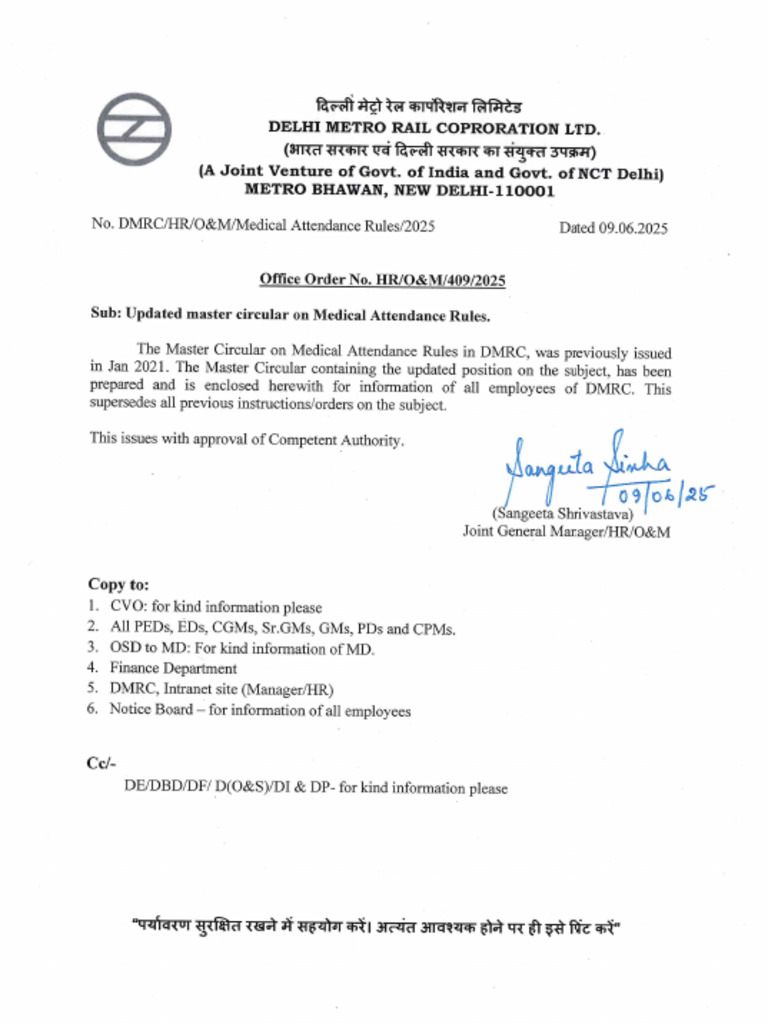 DMRC Medical Attendance Rules Guide | PDF | In Vitro Fertilisation ...