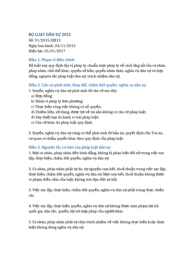 Bo Luat Dan Su Tong Hop 1 | PDF