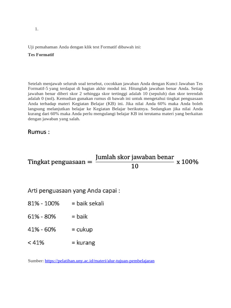 Penilaian Formatif | PDF
