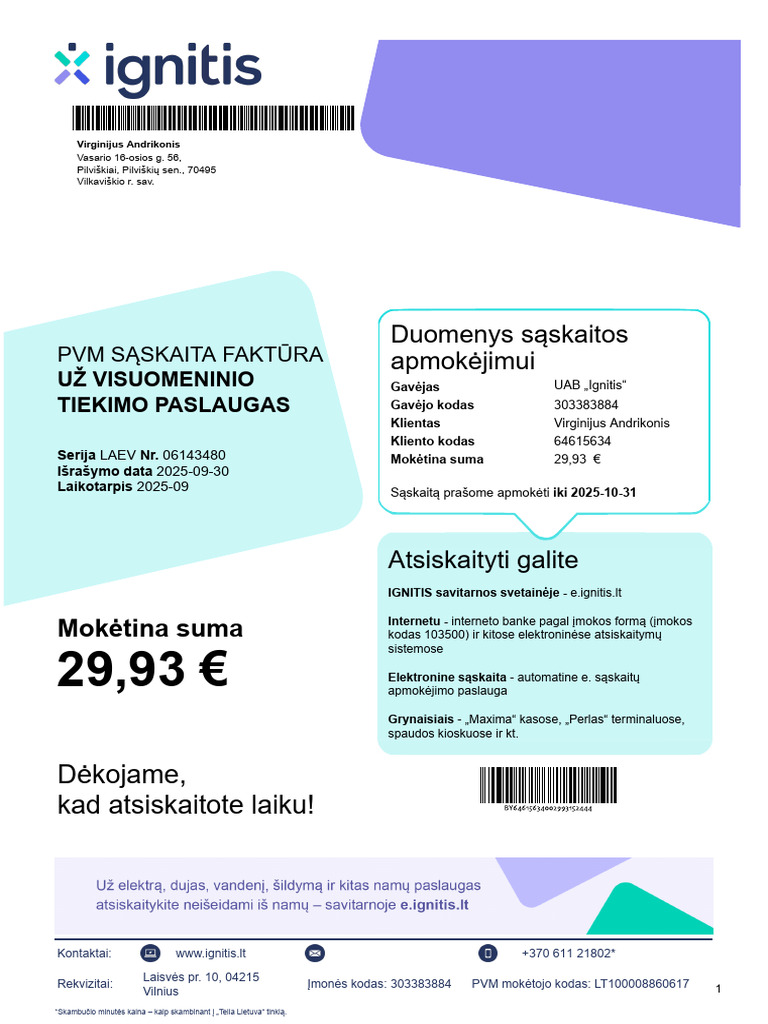 Duomenys Sąskaitos Apmokėjimui: Mokėtina Suma | PDF