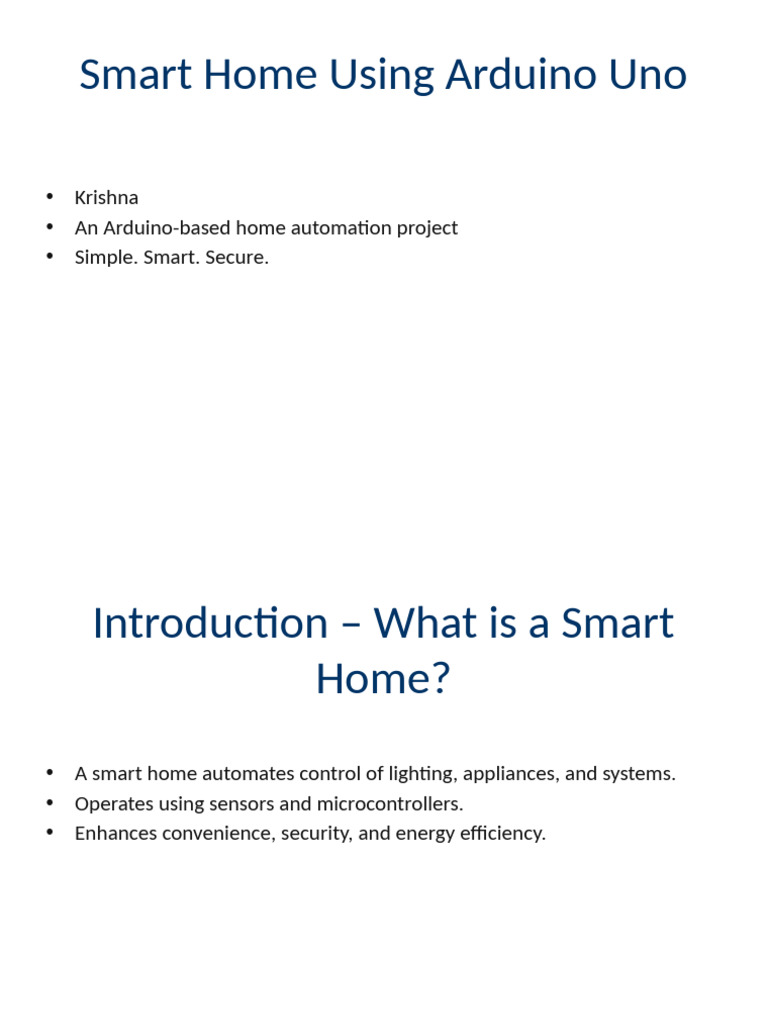 Smart Home Using Arduino Uno Presentation | PDF | Arduino | Home Automation