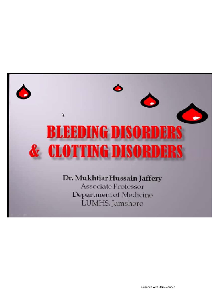 Lec. Med-4. Hematological Disorder. (Intro. To Bleeding, Clotting ...