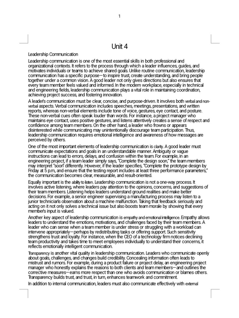 TC Unit 4 notes | PDF | Communication | Leadership