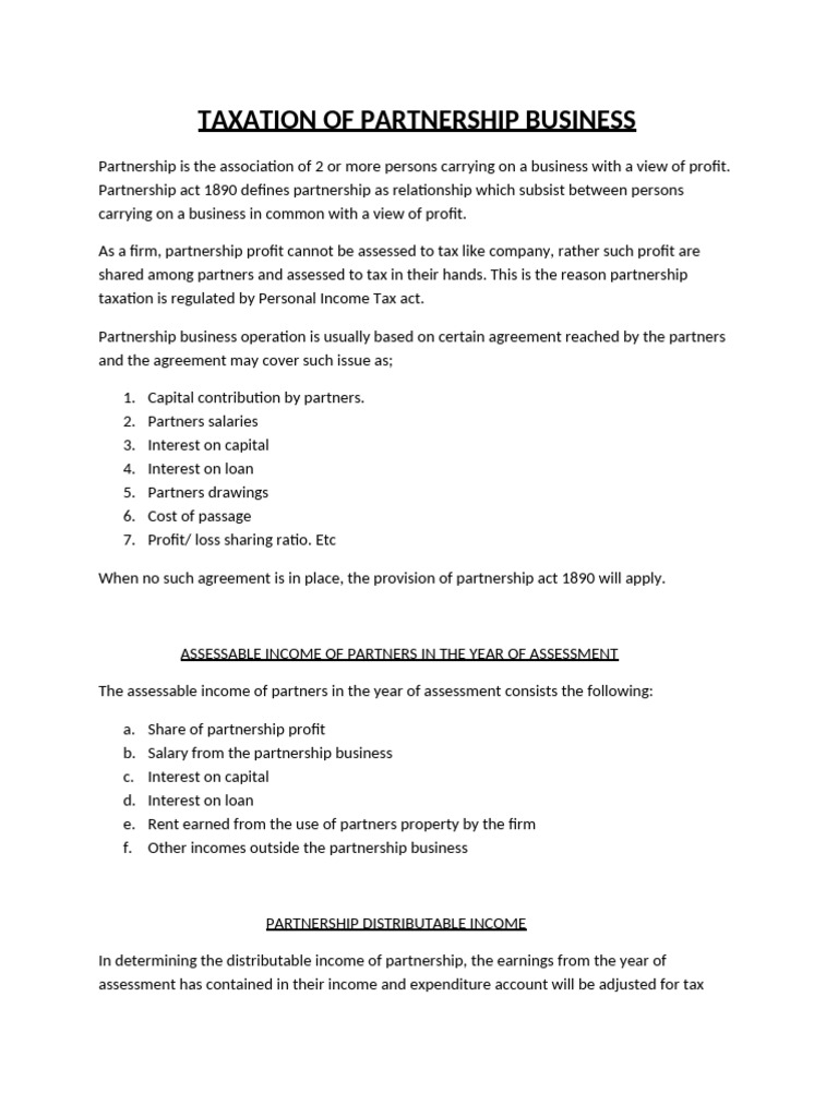 Partnership Business Taxation Guide | PDF | Partnership | Expense