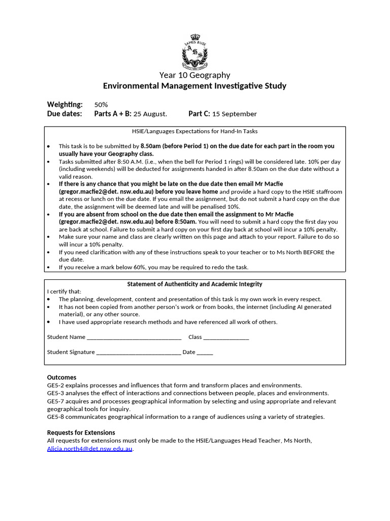 Year 10 Geography Environmental Study Guide | PDF | Infographics | Diagram