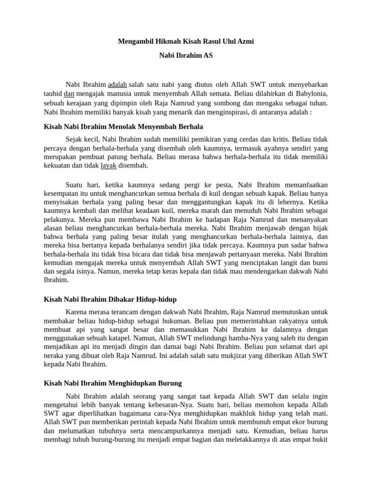 Hikmah Kisah Nabi Ibrahim AS | PDF