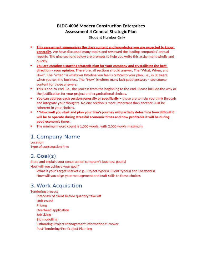 2023 Assessment 4 Starting Strategic Plan Student Template | PDF ...