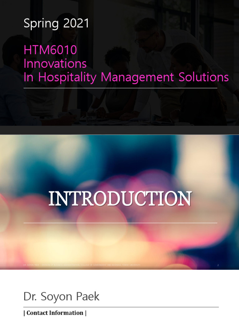 Innovations in Hospitality Management | PDF | Entrepreneurship | Innovation