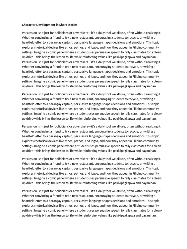 Character Development in Short Stories | PDF | Logos | Rhetoric
