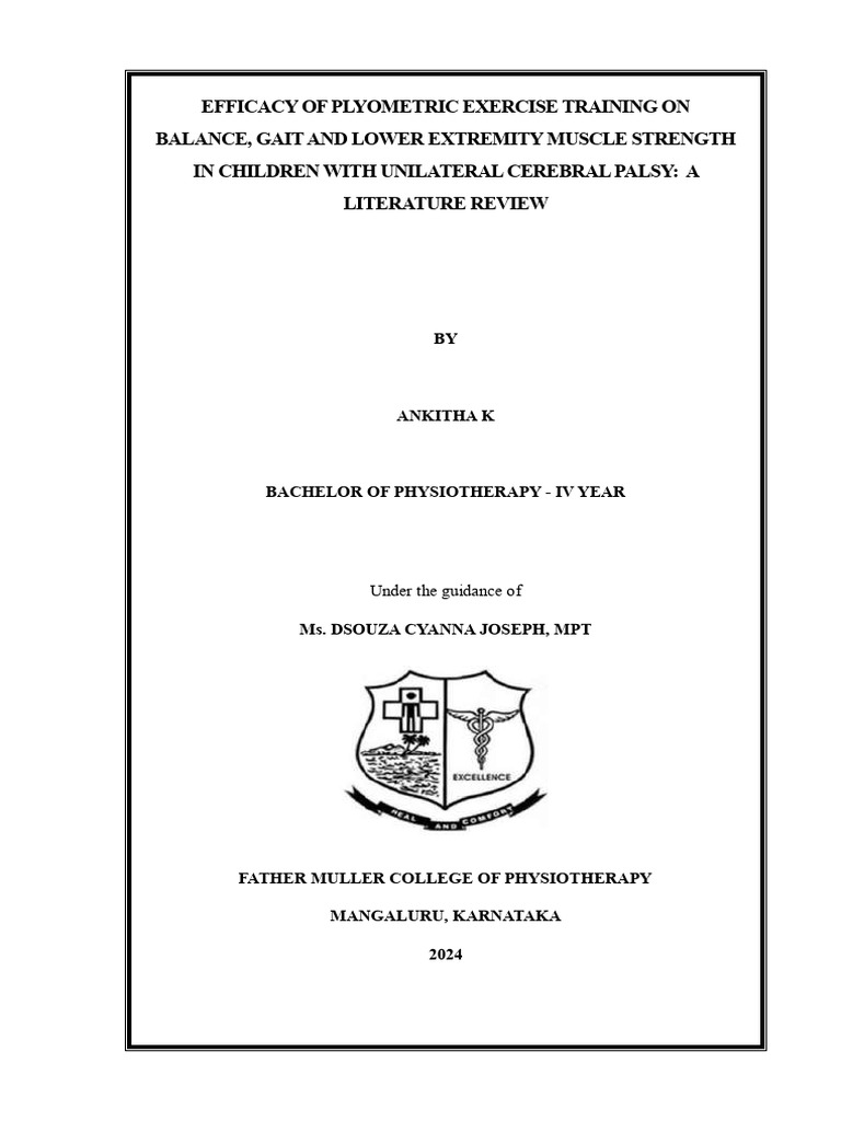 Project - IV Year ANKITHA K Final PDF | PDF | Cerebral Palsy | Nervous ...