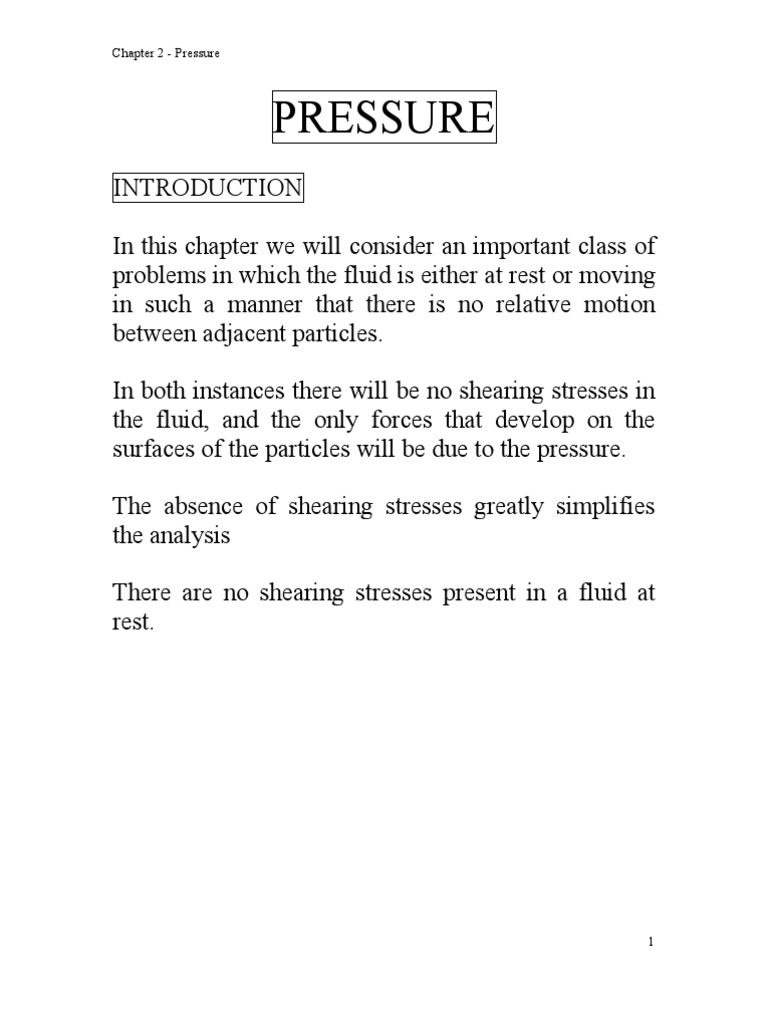 Chapter 2 - Pressure | PDF | Pressure Measurement | Pressure