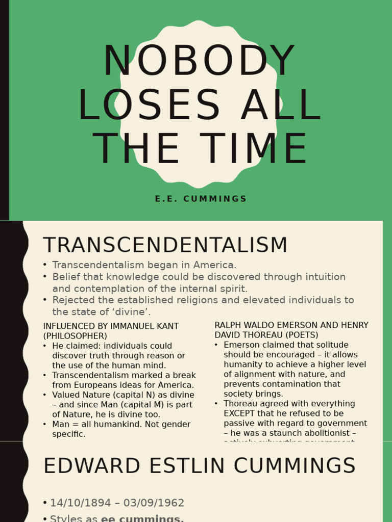 Nobody Loses All The Time | PDF | Transcendentalism