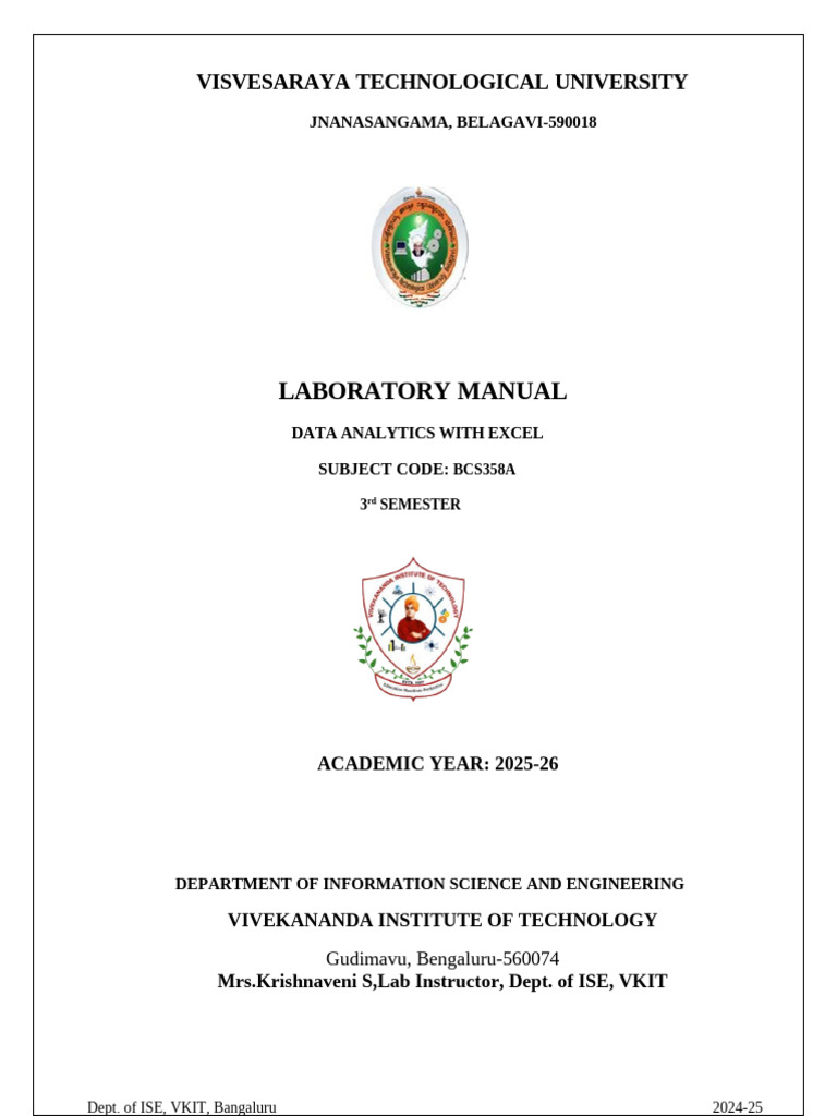 Excel Lab Manual Ne w2025 | PDF | Microsoft Excel | Spreadsheet