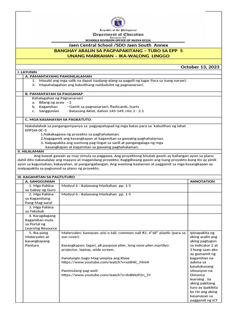 Demo Teaching EPP 5-Pagpaplano NG Nursery | PDF