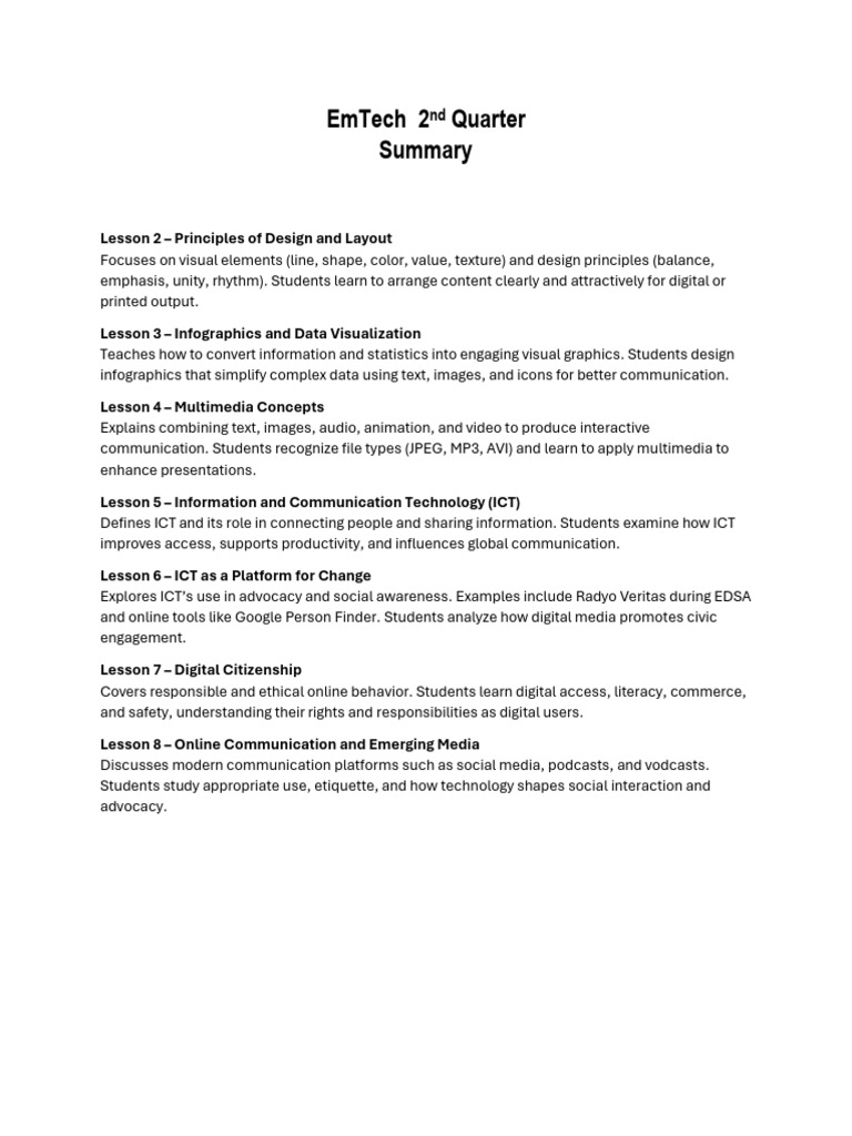 EmTech 2nd Quarter Summary | PDF