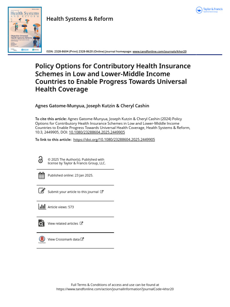 11-Policy Options For Contributory Health Insurance Schemes in Low and ...