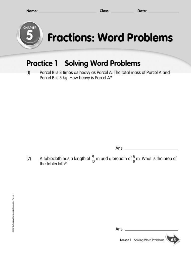Fractions Word Problems Practice | PDF