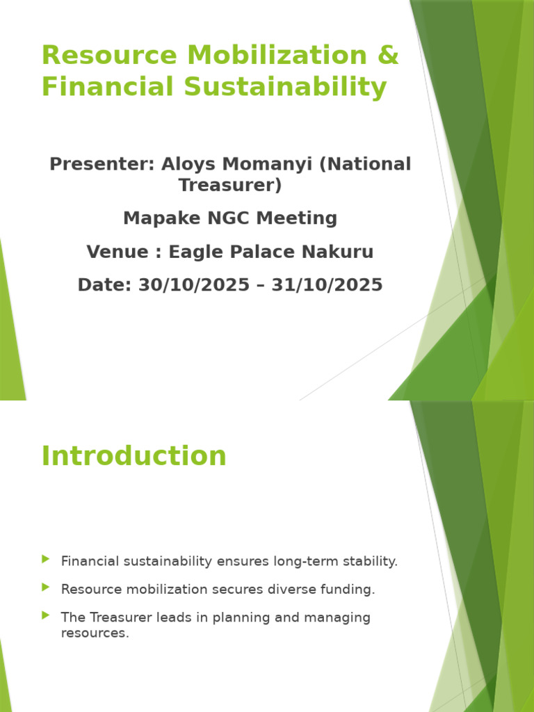 Resource Mobilization and Financial Sustainability Presentation 1122 ...