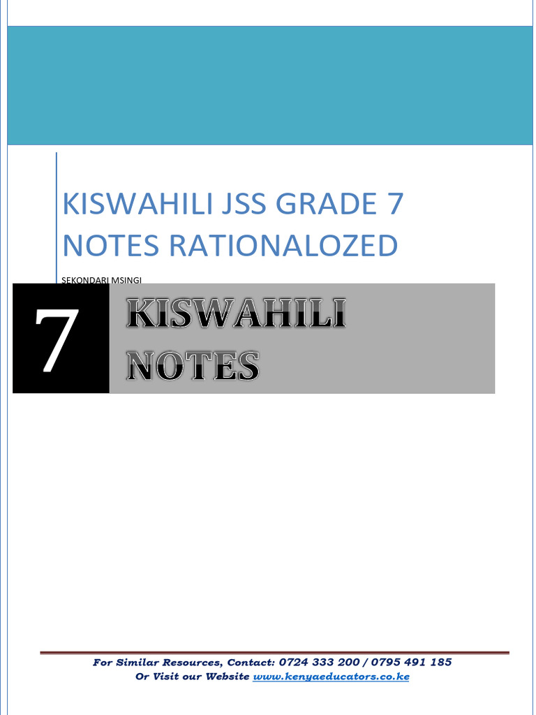 g7 Kiswahili Notes | PDF