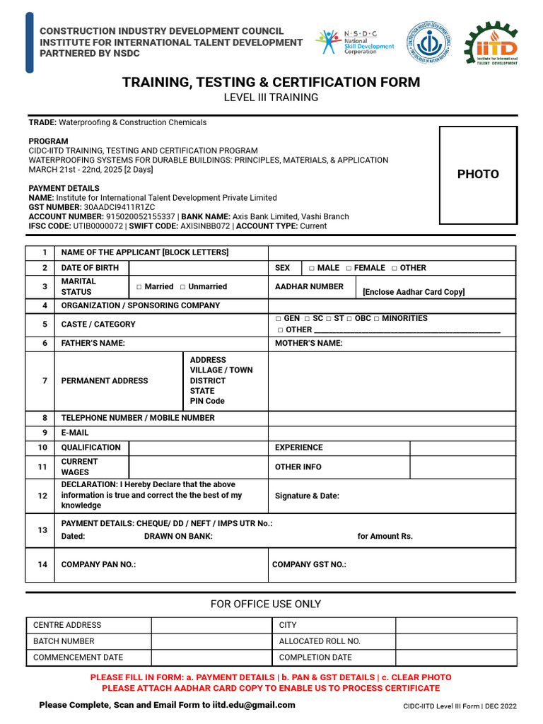 CIDC-IITD 2025 L3 Form | PDF