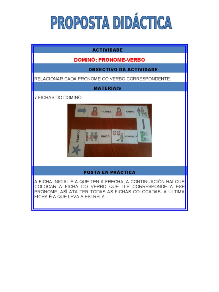 Dominó Pronome-Verbo | PDF