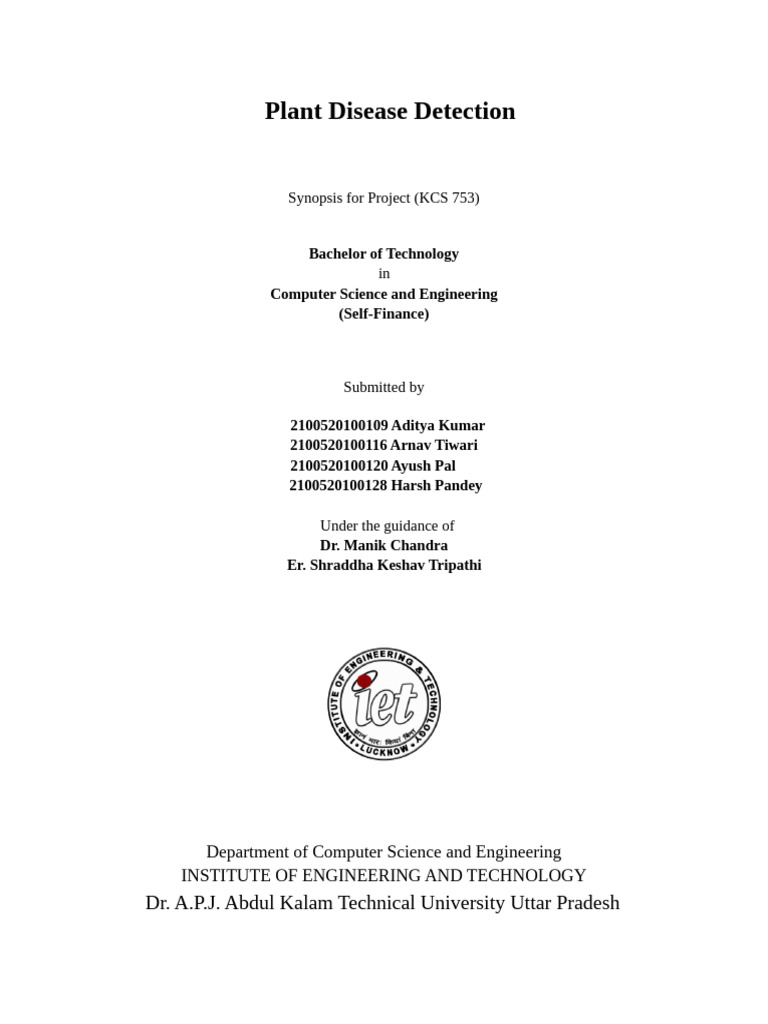 BTech Project Synopsis Format (AAAH) | PDF | Agriculture | Internet Of Things