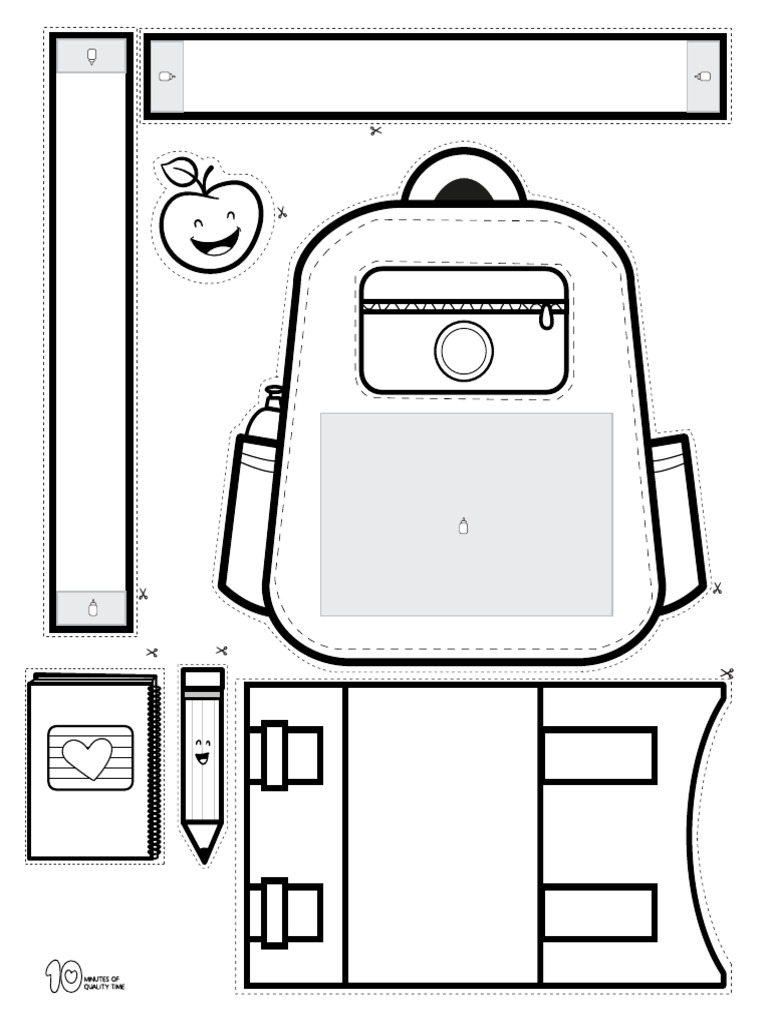 School Backpack Craft BW | PDF