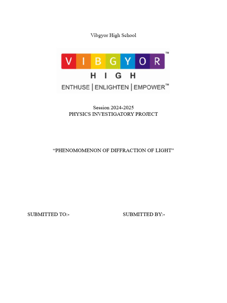 Diffraction of Light: Physics Project | PDF | Diffraction | Wavelength