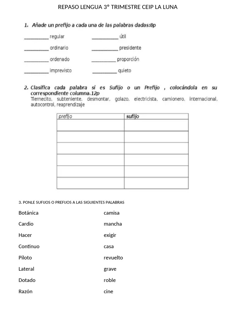 REPASO DE LENGUA 3º Trimestre | PDF | Predicado (Gramática) | Asunto ...